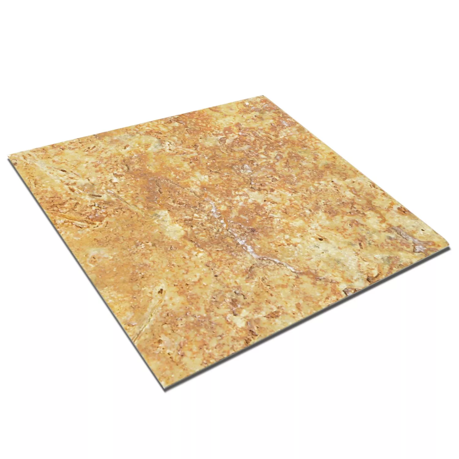 Muster Natursteinfliesen Travertin Castello Gold 10x10cm